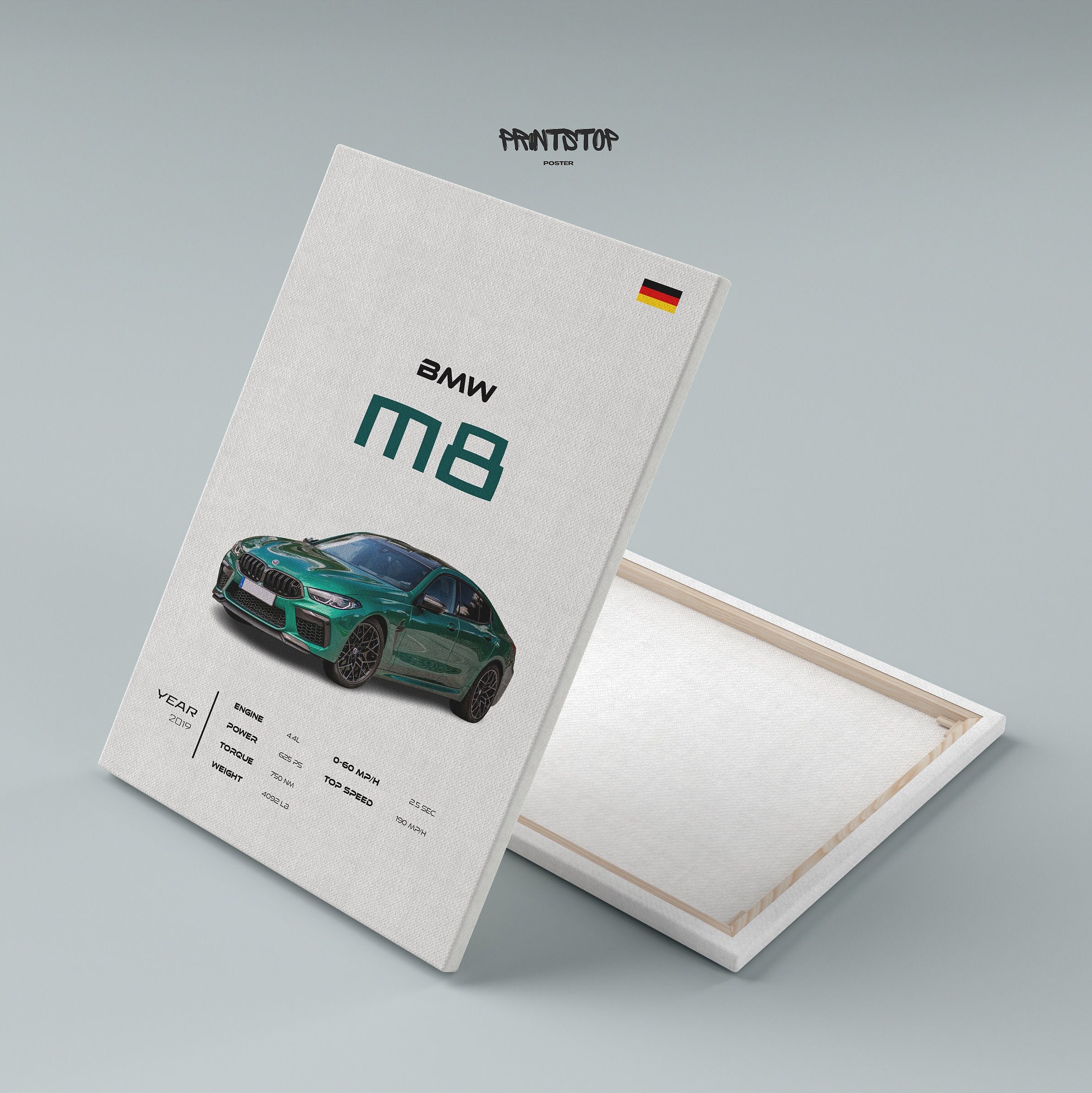 BMW M8 Poster, 2019 Performance Car Print, German Craftsmanship Wall ...