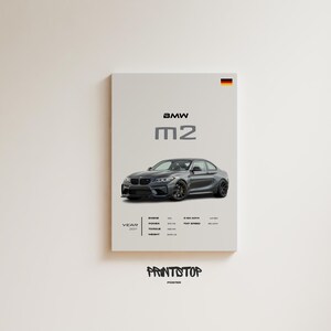 BMW M2 Poster - 2017 German Sports Car Wall Art - Modern BMW Print - Automotive Decor for Car ...