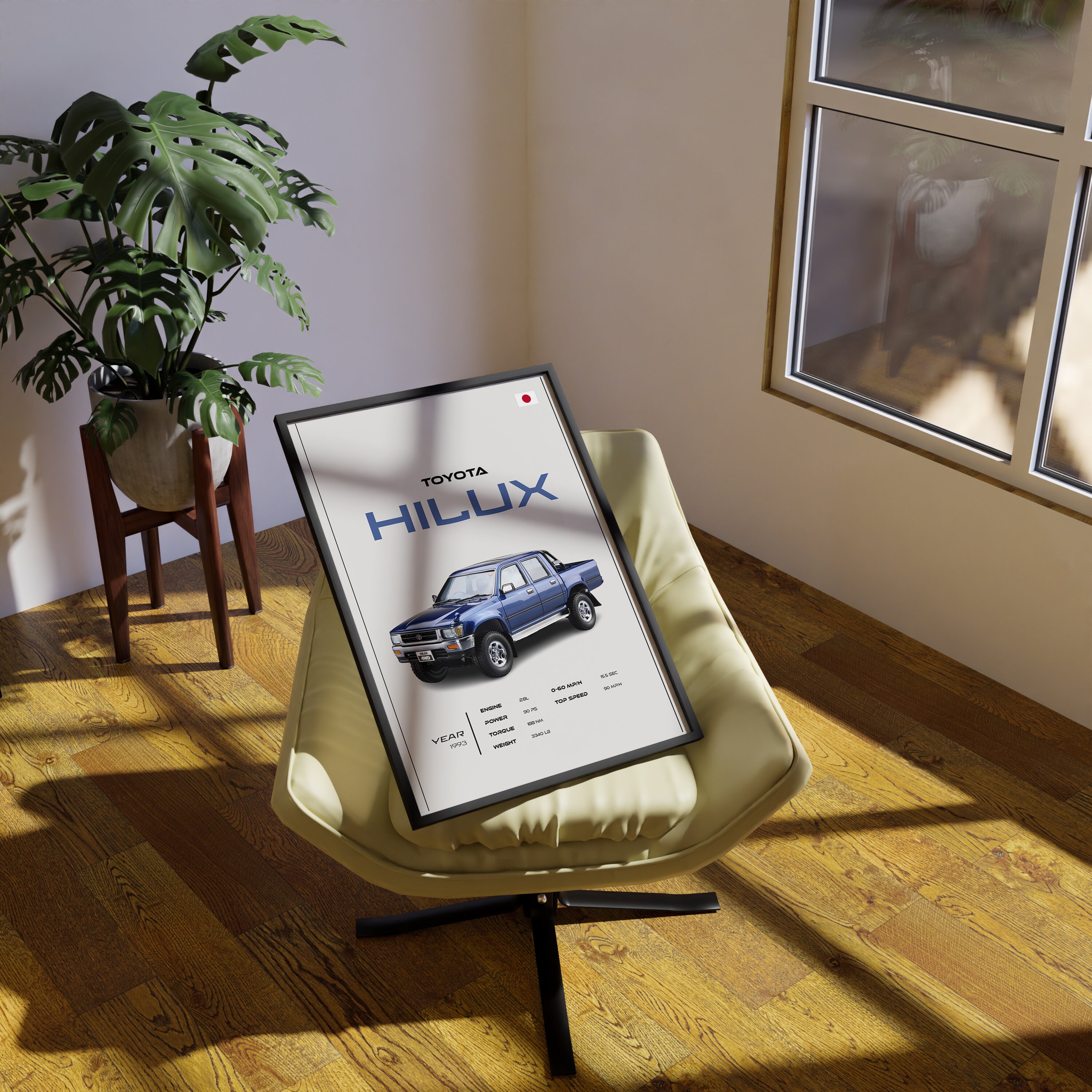 1993 Toyota Hilux Poster, Vintage Pickup Truck Print, Classic 4x4 Wall ...