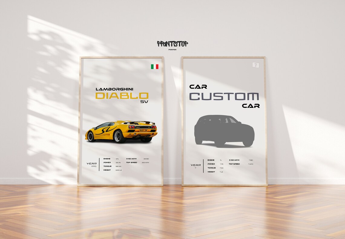 1995 Lamborghini Diablo SV Poster: Classic Italian Supercar Print - Etsy