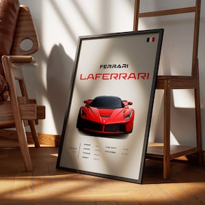 Ferrari Laferrari Car Poster, Luxury Supercar Print, Automotive Wall ...