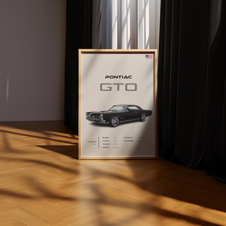 Pontiac GTO Poster, Classic Muscle Car Print, Retro Garage Art - Etsy