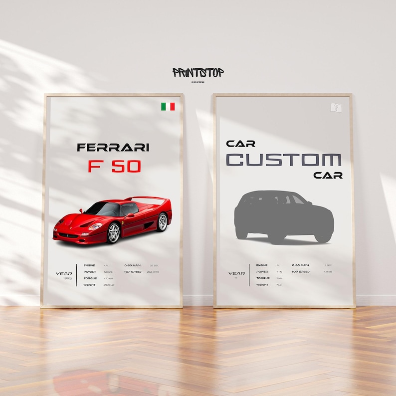 Ferrari F50 Supercar Poster: 1995 Red Sports Car Print - Etsy