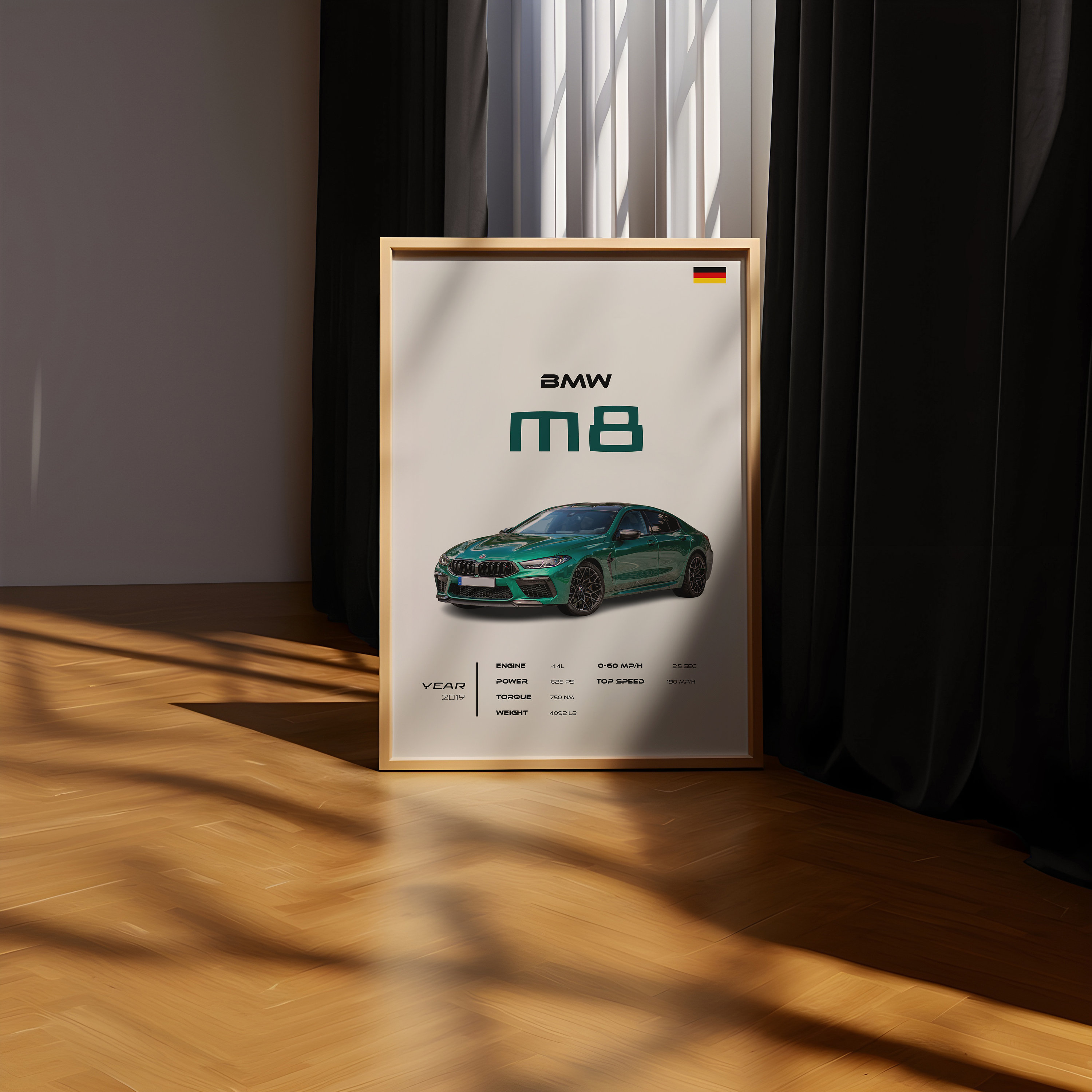BMW M8 Poster, 2019 Performance Car Print, German Craftsmanship Wall ...