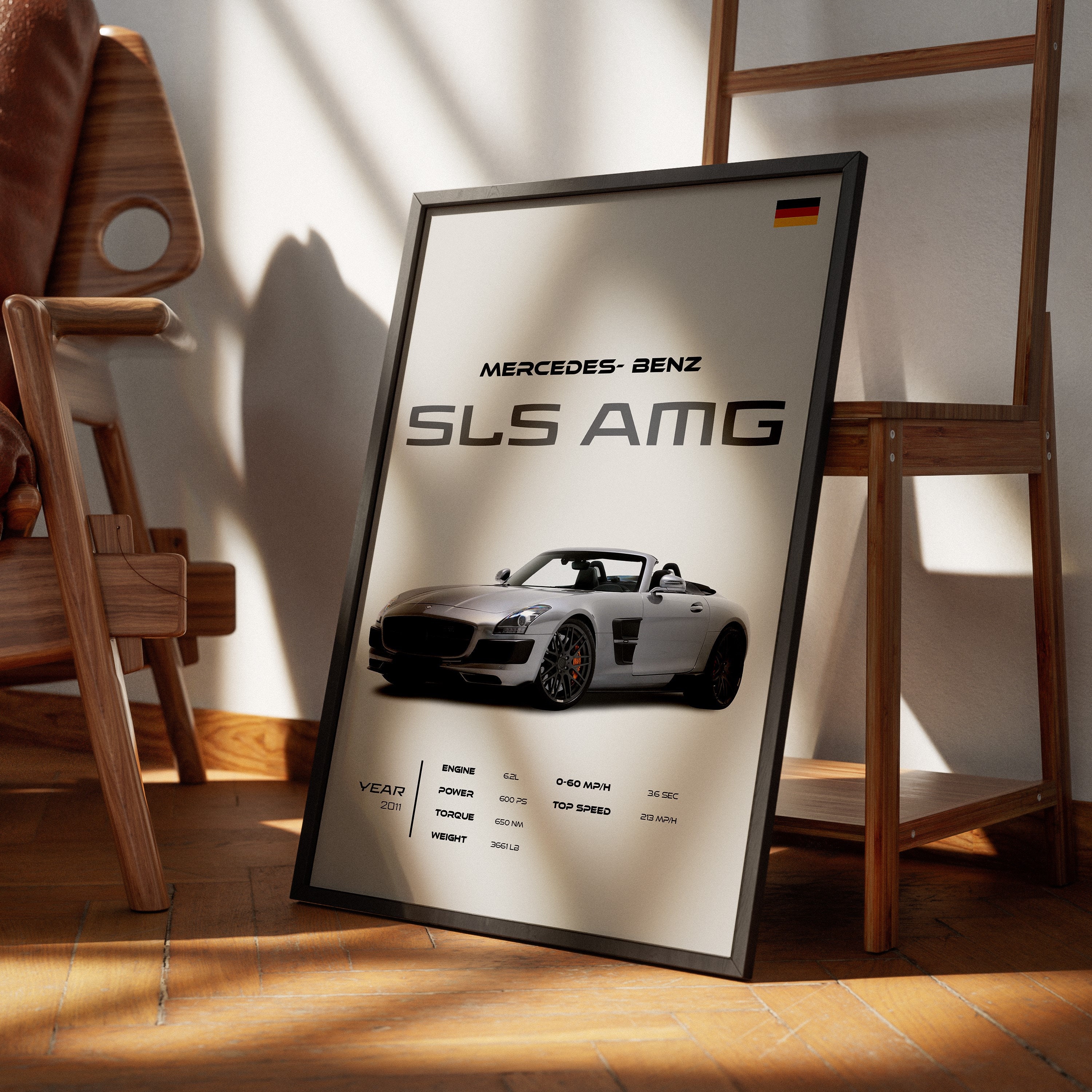Mercedes Benz SLS AMG 2011 Poster Luxury Sports Car Print Modern ...