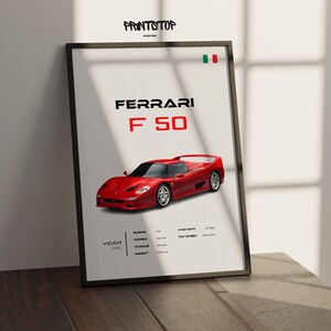 Ferrari F50 Supercar Poster: 1995 Red Sports Car Print - Etsy