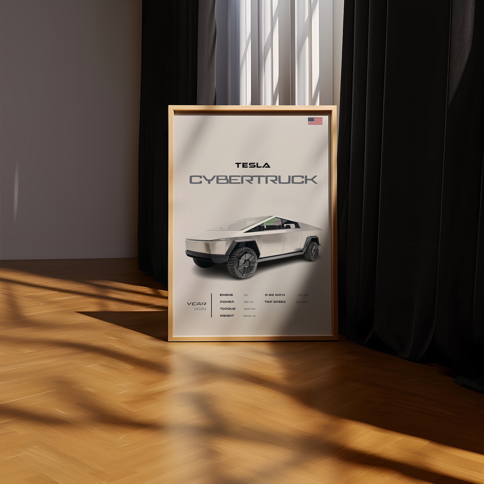 Tesla Cybertruck Poster, Futuristic Design Wall Art, Electric Truck Art ...