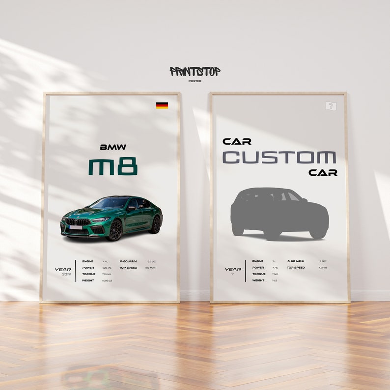 BMW M8 Poster, 2019 Performance Car Print, German Craftsmanship Wall ...