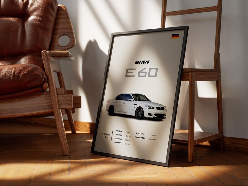 BMW E60 Poster, Sports Car Wall Art, Garage Decor Print - Etsy