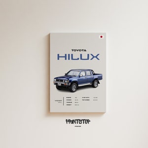 1993 Toyota Hilux Poster, Vintage Pickup Truck Print, Classic 4x4 Wall ...
