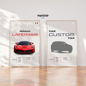 Ferrari Laferrari Car Poster, Luxury Supercar Print, Automotive Wall ...