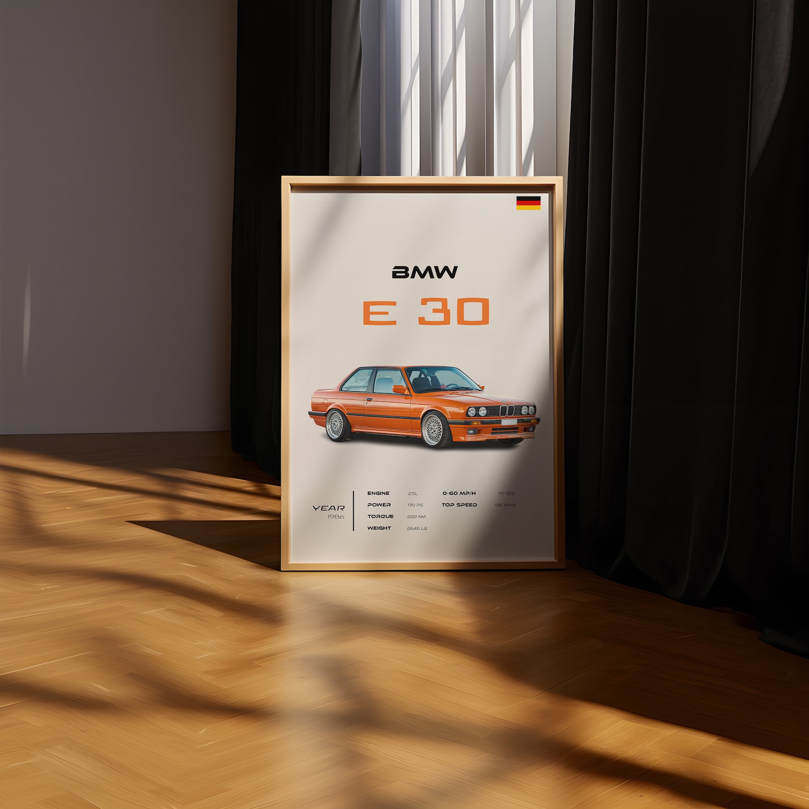 BMW E30 Poster, Vintage Car Enthusiast Wall Art, Classic Automotive Decor, High Quality Print ...