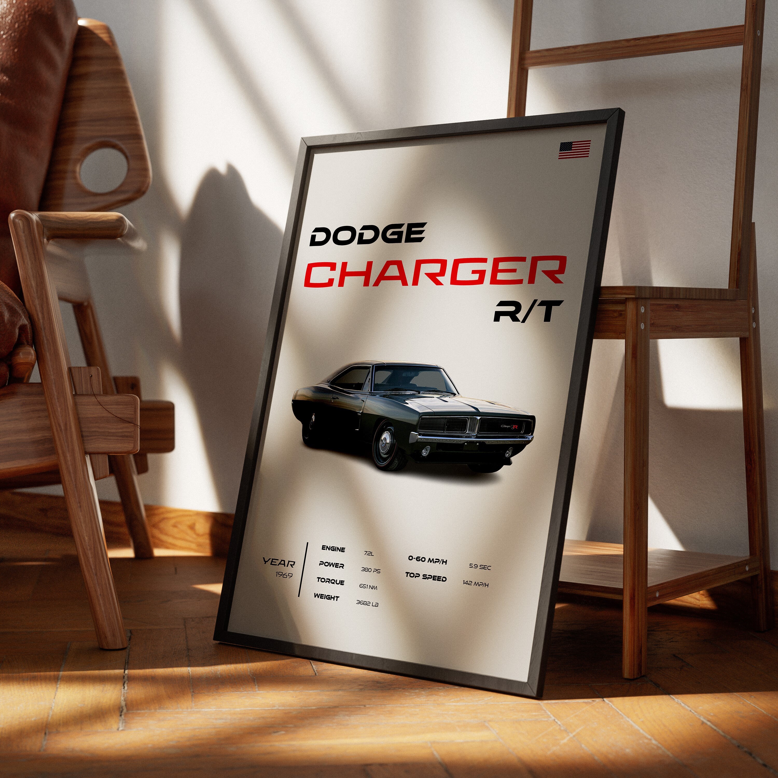 Dodge Charger RT Poster, Vintage Muscle Car Wall Art, High Quality ...