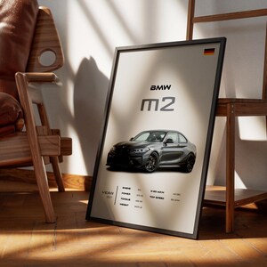 BMW M2 Poster - 2017 German Sports Car Wall Art - Modern BMW Print - Automotive Decor for Car ...