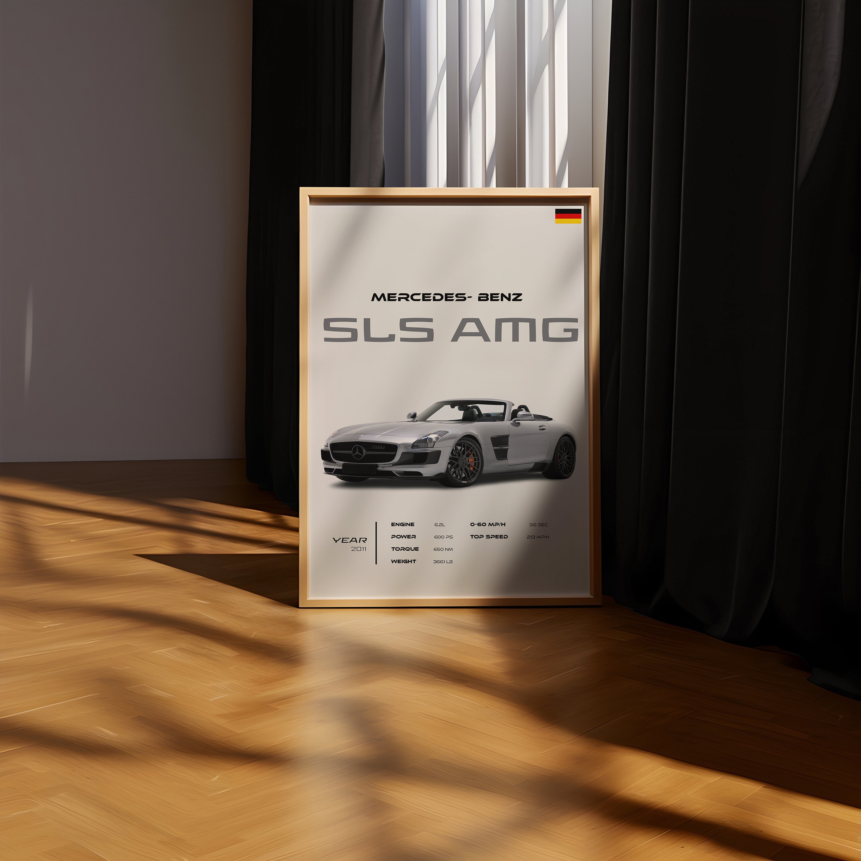 Mercedes Benz SLS AMG 2011 Poster Luxury Sports Car Print Modern ...