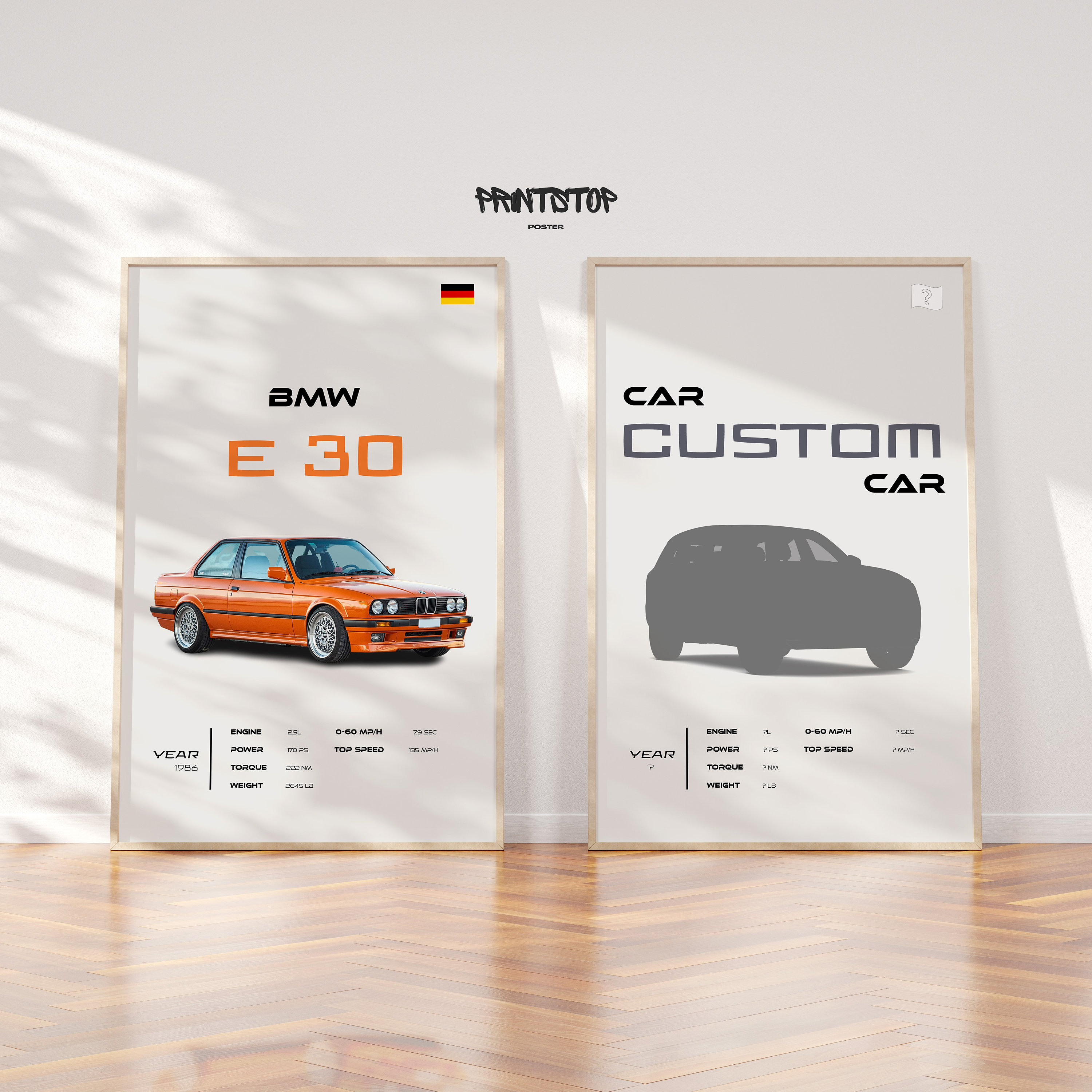 BMW E30 Poster, Vintage Car Enthusiast Wall Art, Classic Automotive Decor, High Quality Print ...