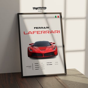 Ferrari Laferrari Car Poster, Luxury Supercar Print, Automotive Wall ...