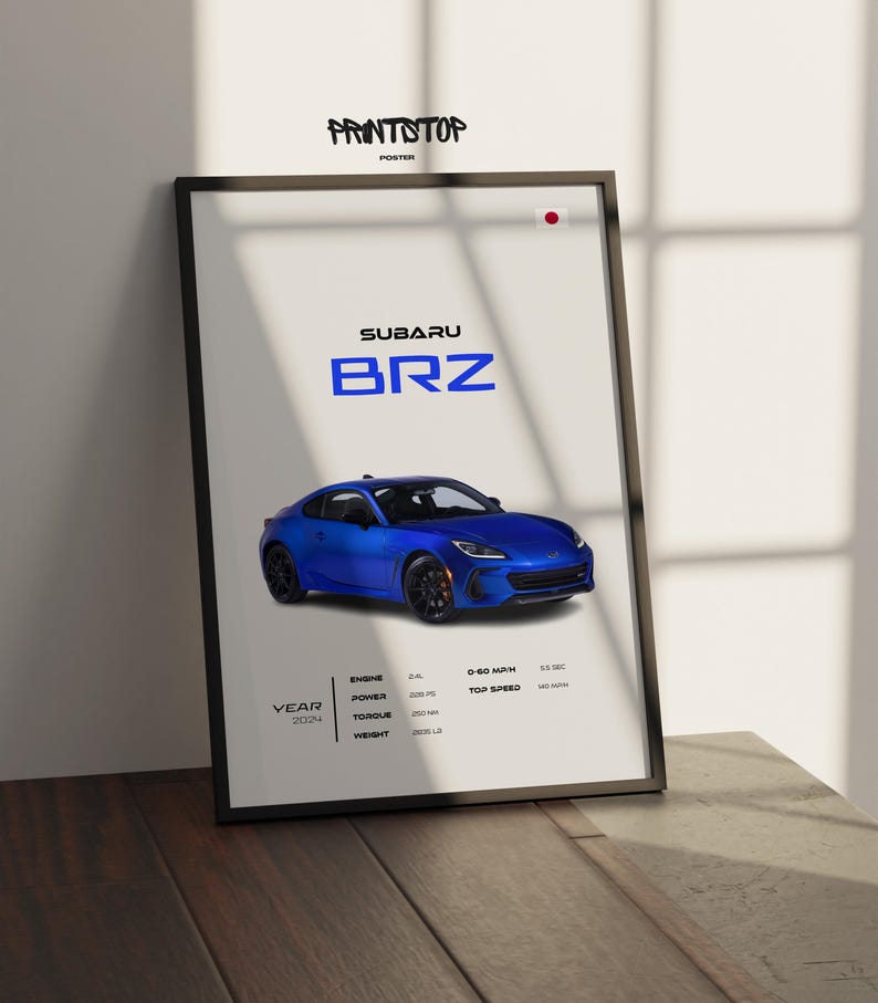 Subaru BRZ Car Poster | JDM Sports Coupe Wall Art - Etsy
