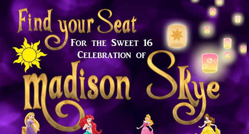 Rapunzel Themed Seating Chart Personalized DIGITAL DOWNLOAD - Etsy
