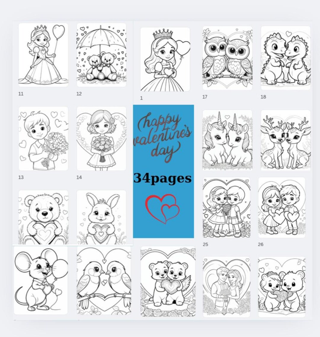 Valentines Day Coloring Pages-coloring Book - Etsy