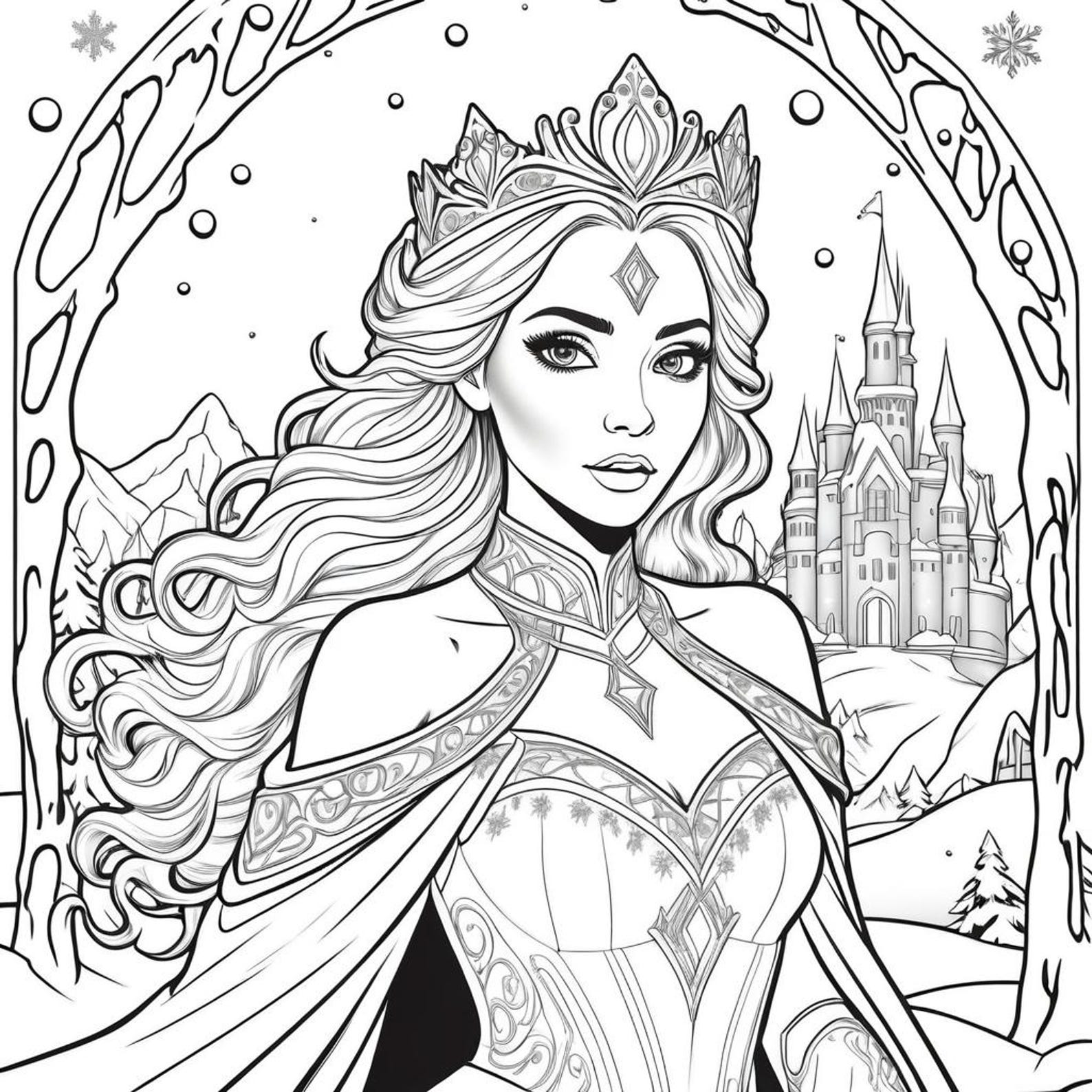 Snow Princess Coloring - Etsy