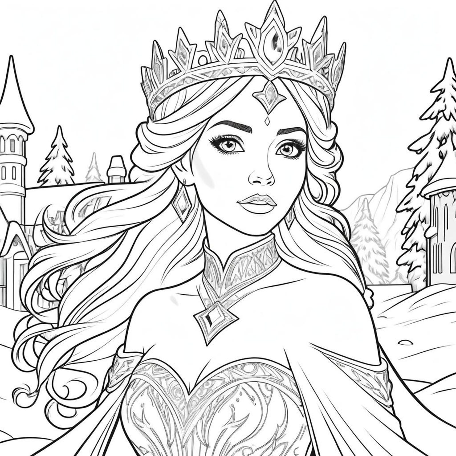 Snow Princess Coloring - Etsy