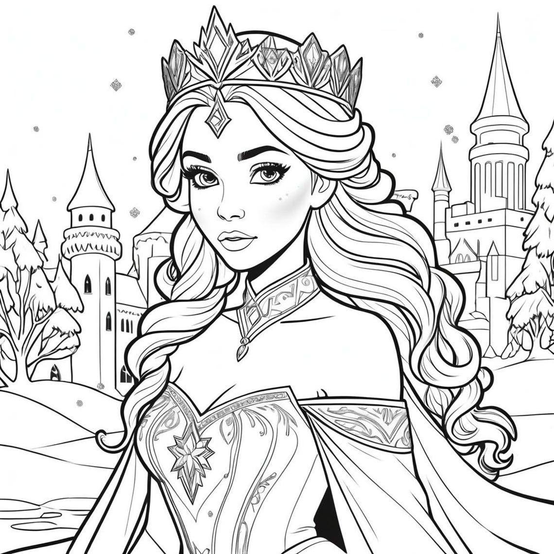 Snow Princess Coloring - Etsy