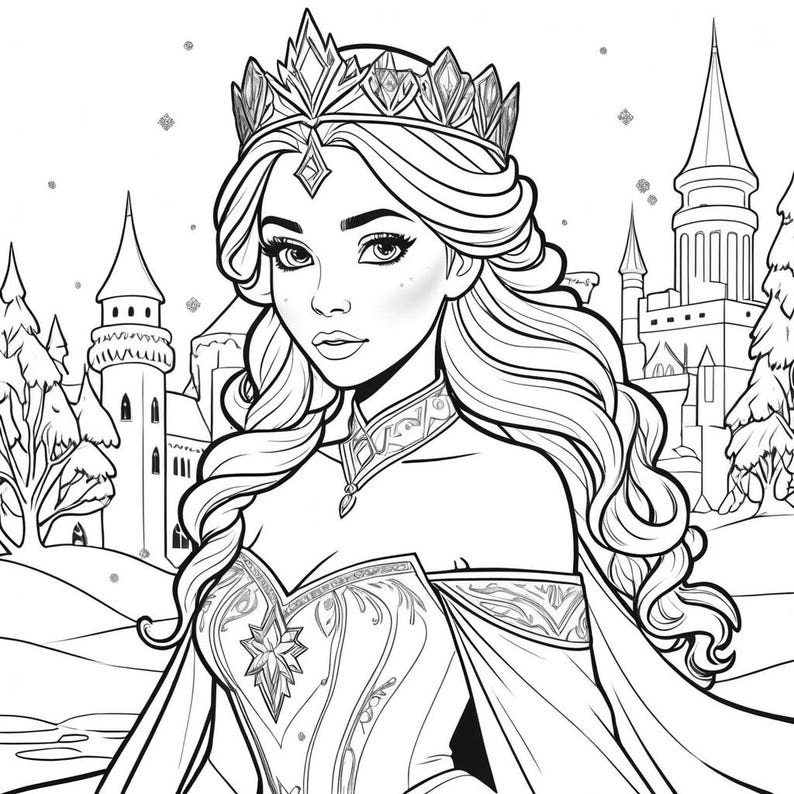 Snow Princess Coloring - Etsy