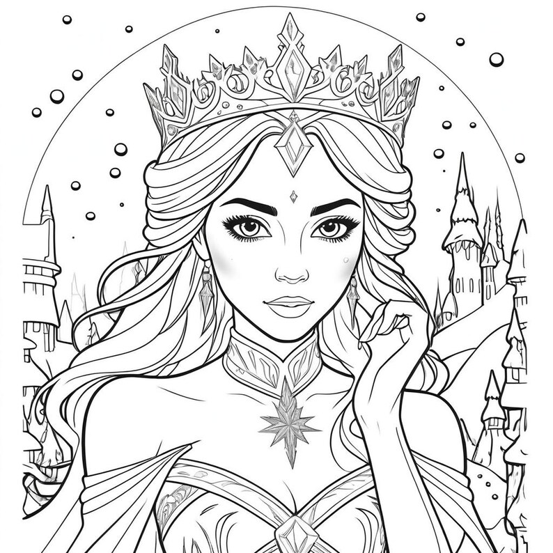 Snow Princess Coloring - Etsy
