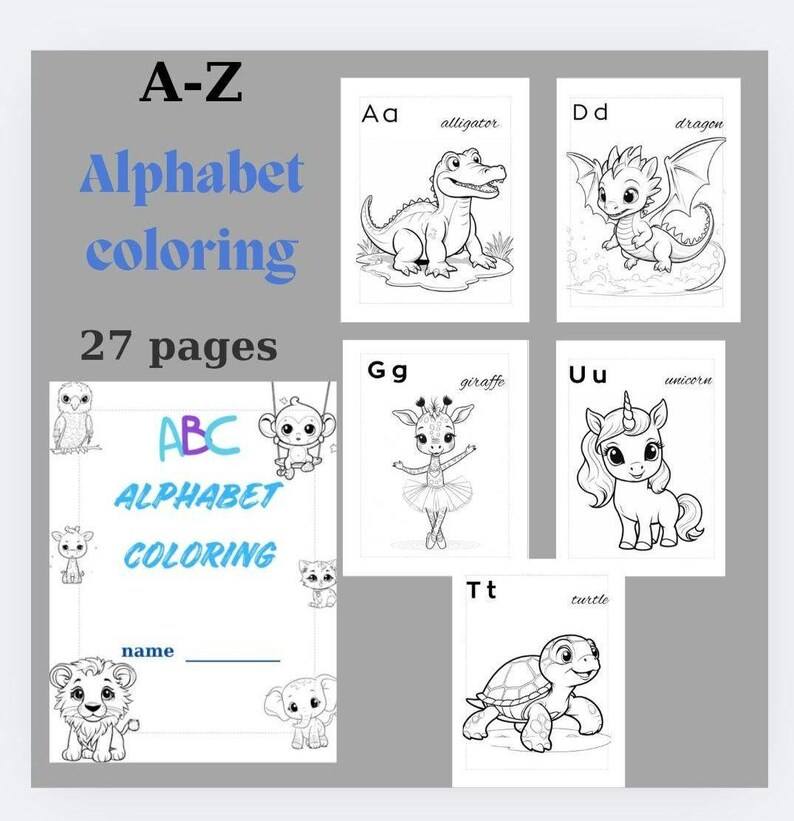 Alphabet Coloring Book-coloring Pages - Etsy