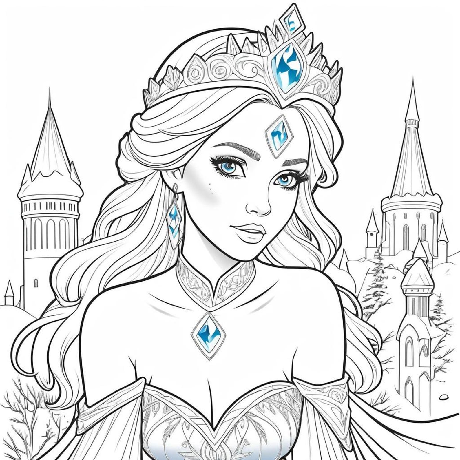 Snow Princess Coloring - Etsy