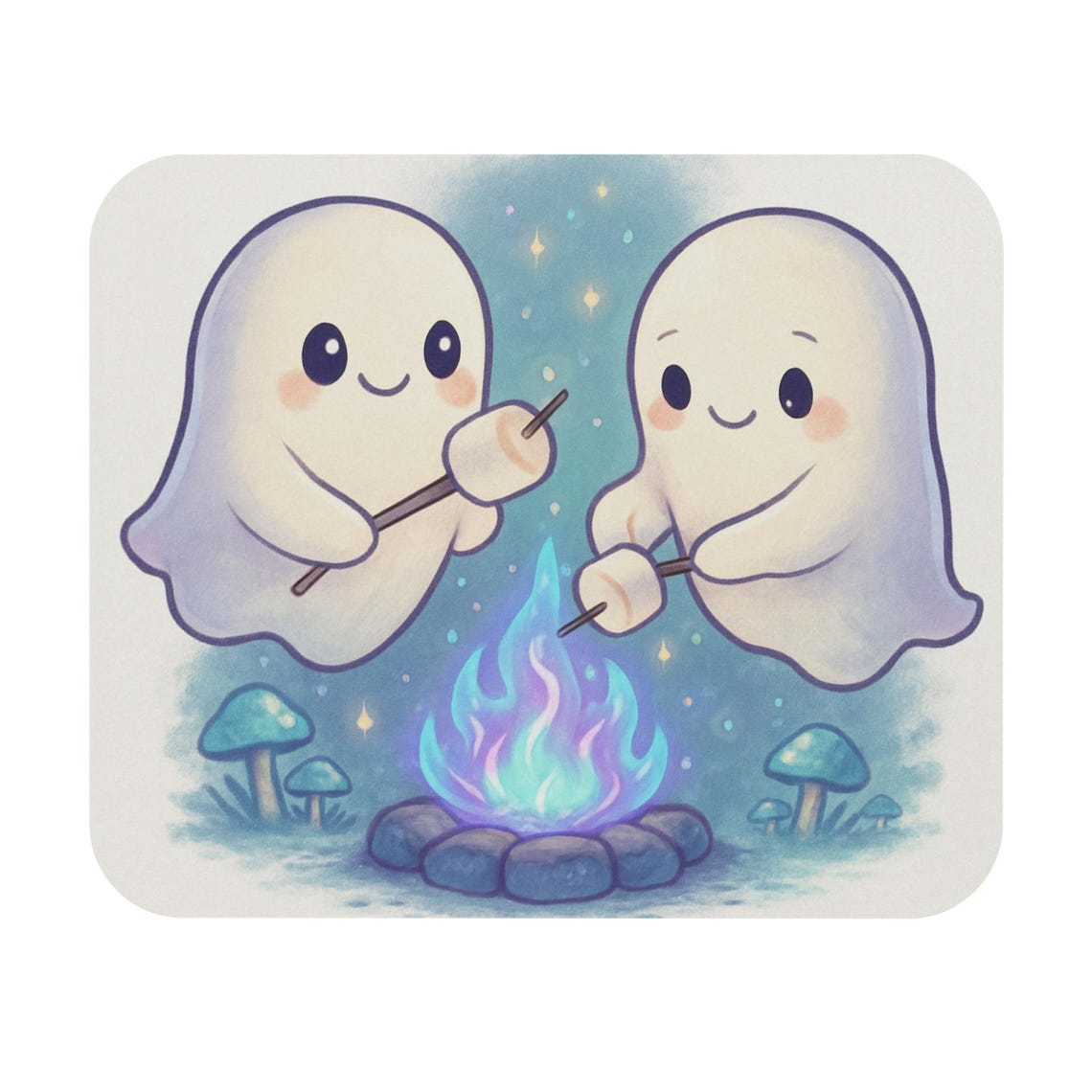 Cute Ghosts Campfire Mouse Pad, Kawaii Desk Accessory, Gaming Mousepad ...