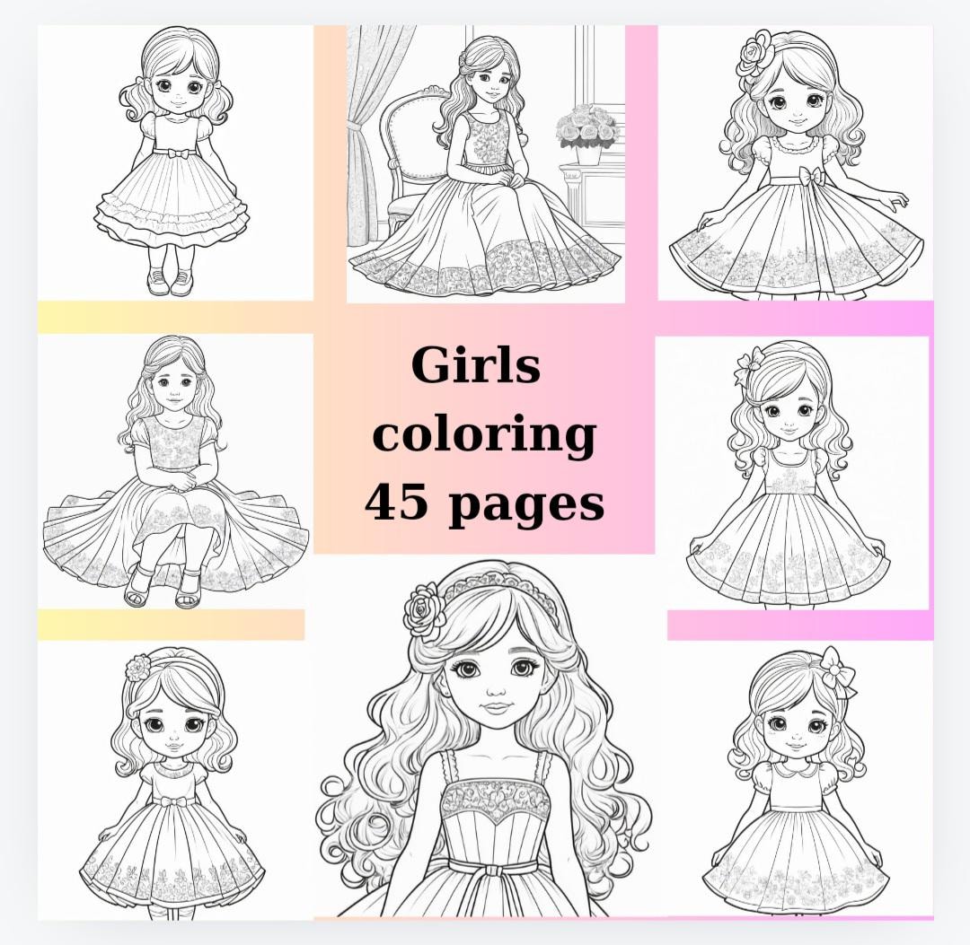 Girls Coloring Pages - Etsy