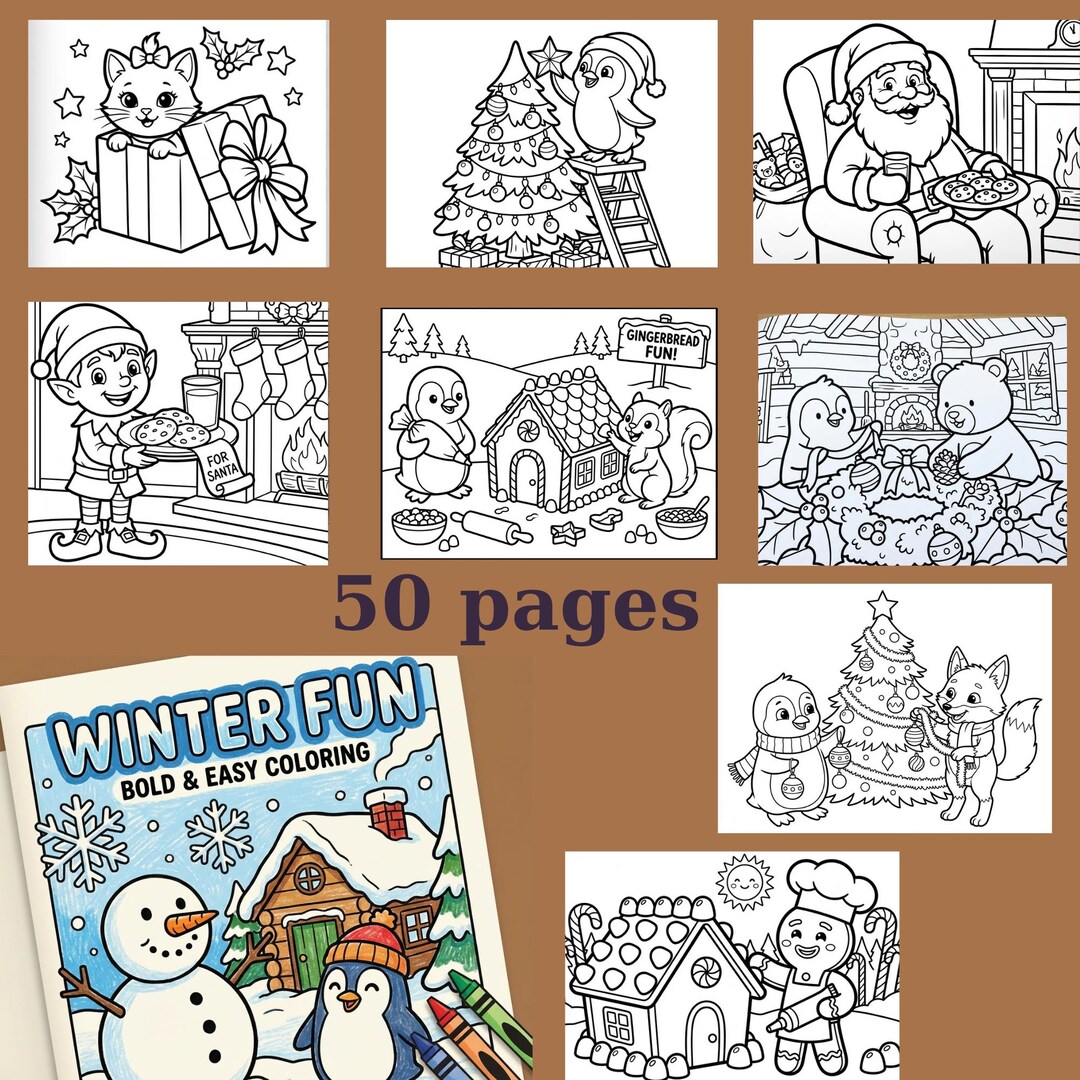 Coloring Book Christmas Coloring Winter Coloring - Etsy