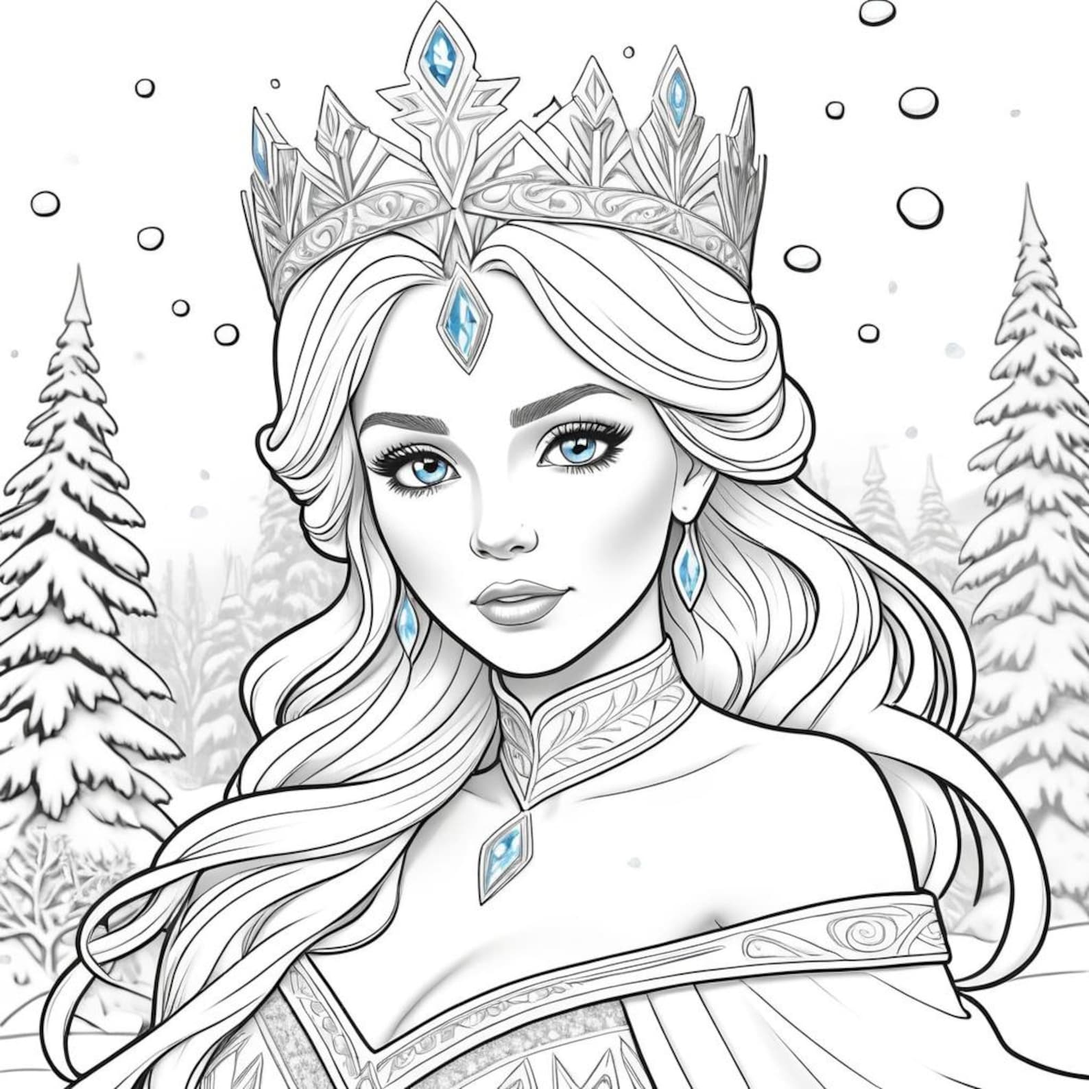 Snow Princess Coloring - Etsy