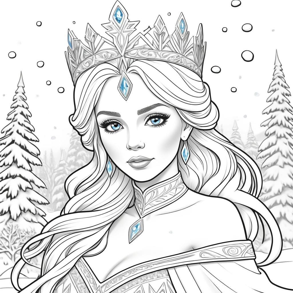 Snow Princess Coloring - Etsy