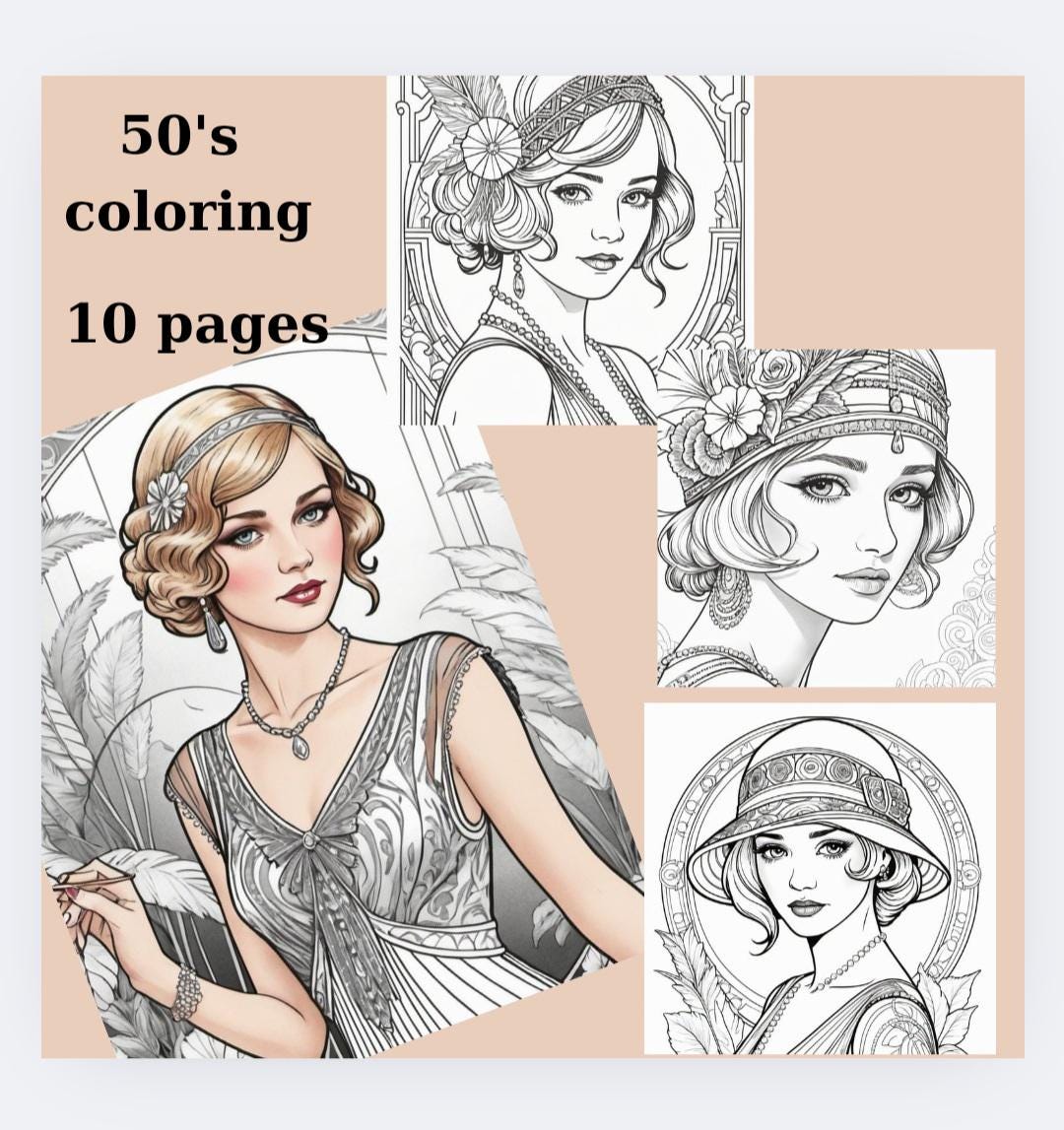 50's Coloring Pages - Etsy