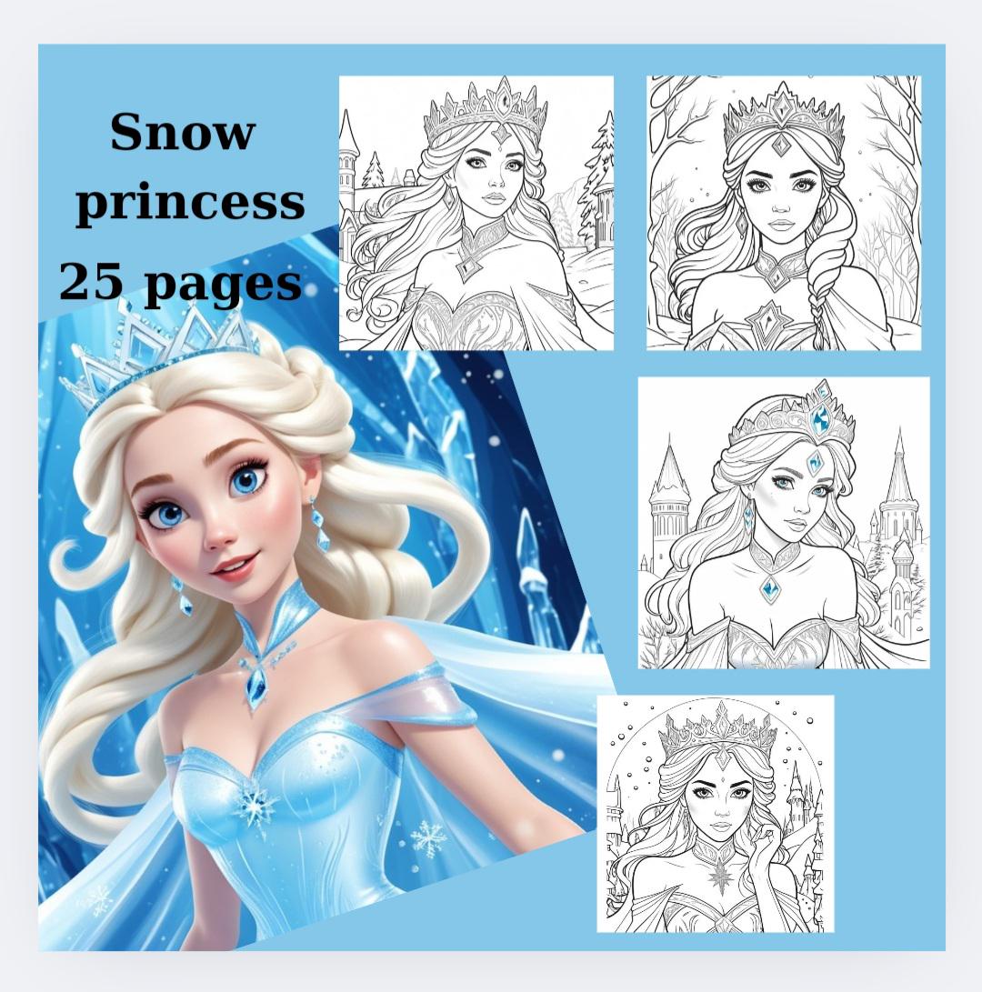 Snow Princess Coloring - Etsy