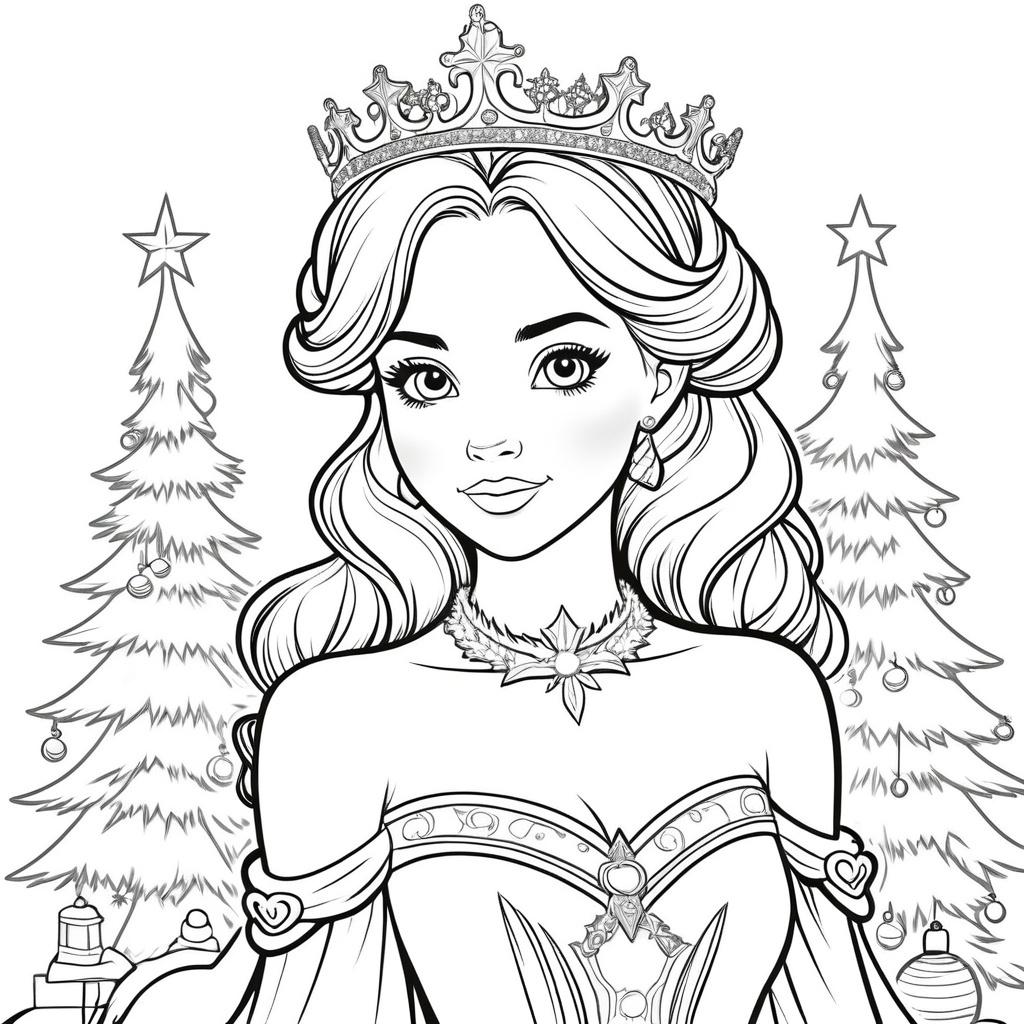 Christmas Princess Coloring Pages - Etsy
