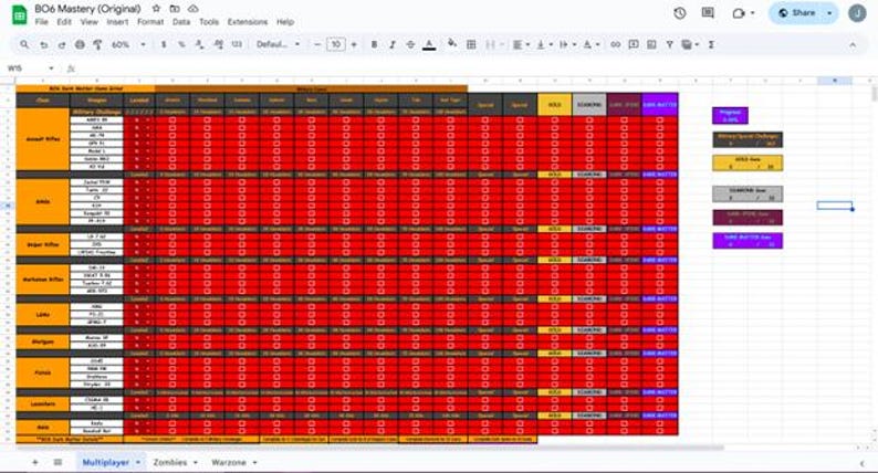 Black Ops 6 Mastery Camo Spreadsheet W/ Calling Card Challenges for ...