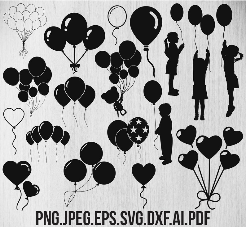 Ballons Svg, Balloon Bundle Svg, Balloons Svg, Balloons Clipart ...