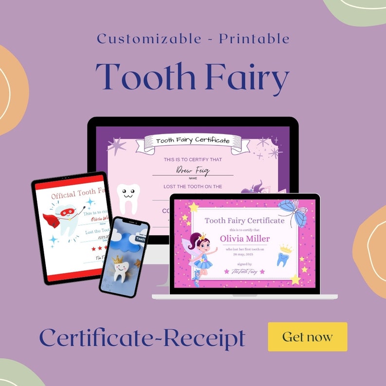 Editable Tooth Fairy Receipt Printable Certificate First Tooth Lost ...