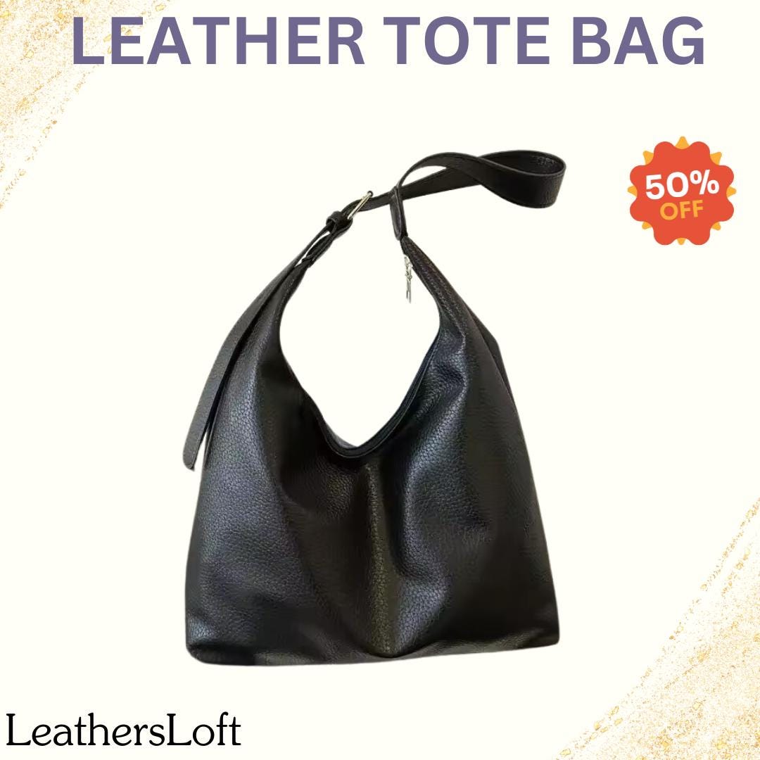 Soft Vegan Leather Tote Bag: Slouchy Hobo Shoulder Bag - Etsy