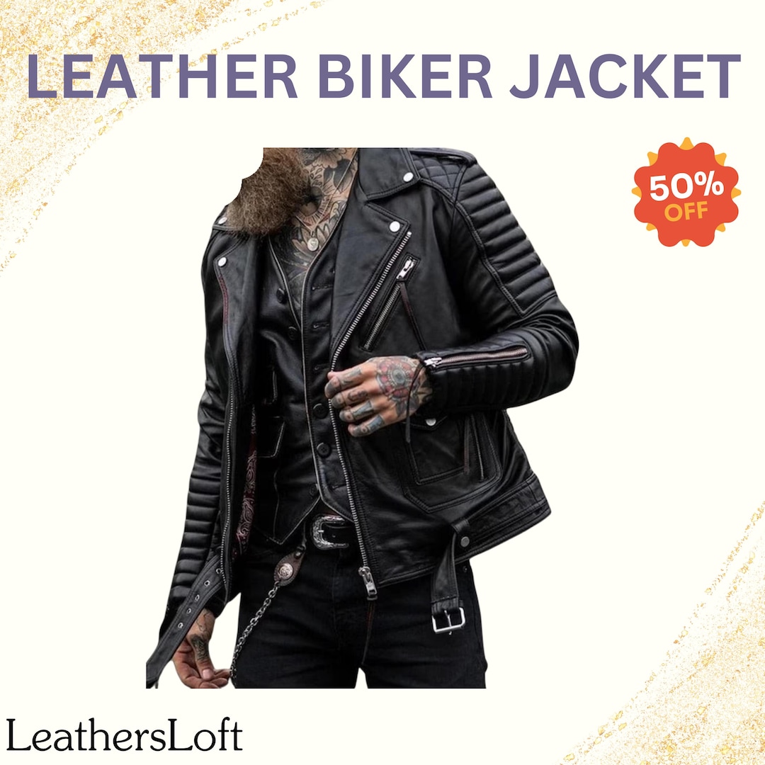Premium Leather Motorcycle Jacket - Classic Biker Style - Etsy