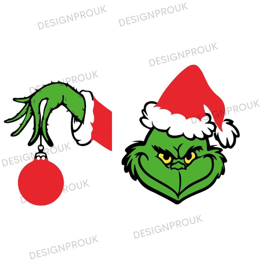 Grinch Face Svg Grinch Hand SVG Grinch Face and Hand With Ornament ...