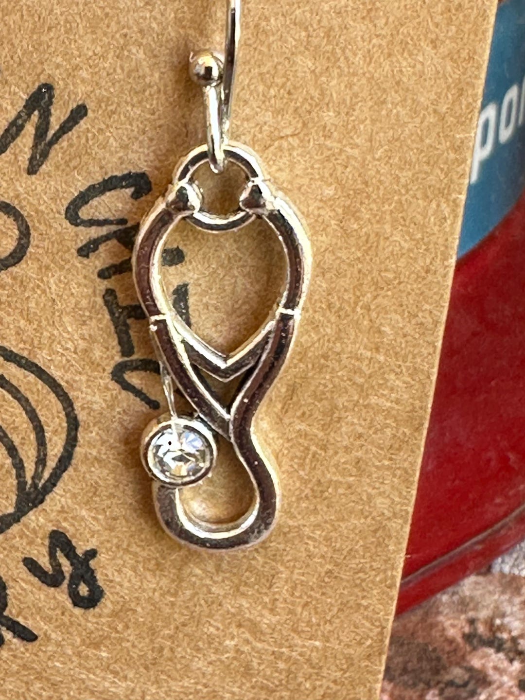 Stethoscope Earrings With Cubic Zircon – Handmade Silver Tone Medical ...