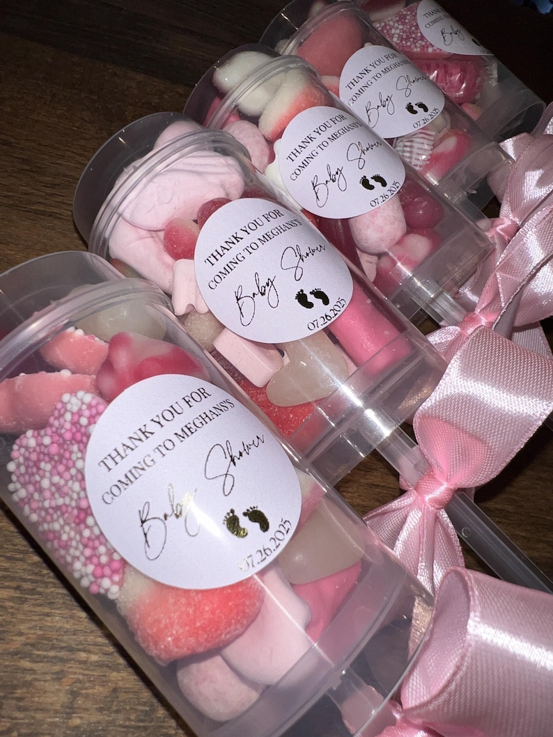 Personalised Baby Shower Thank You Sweet Favour - Sweet Cone, Bag, Box ...