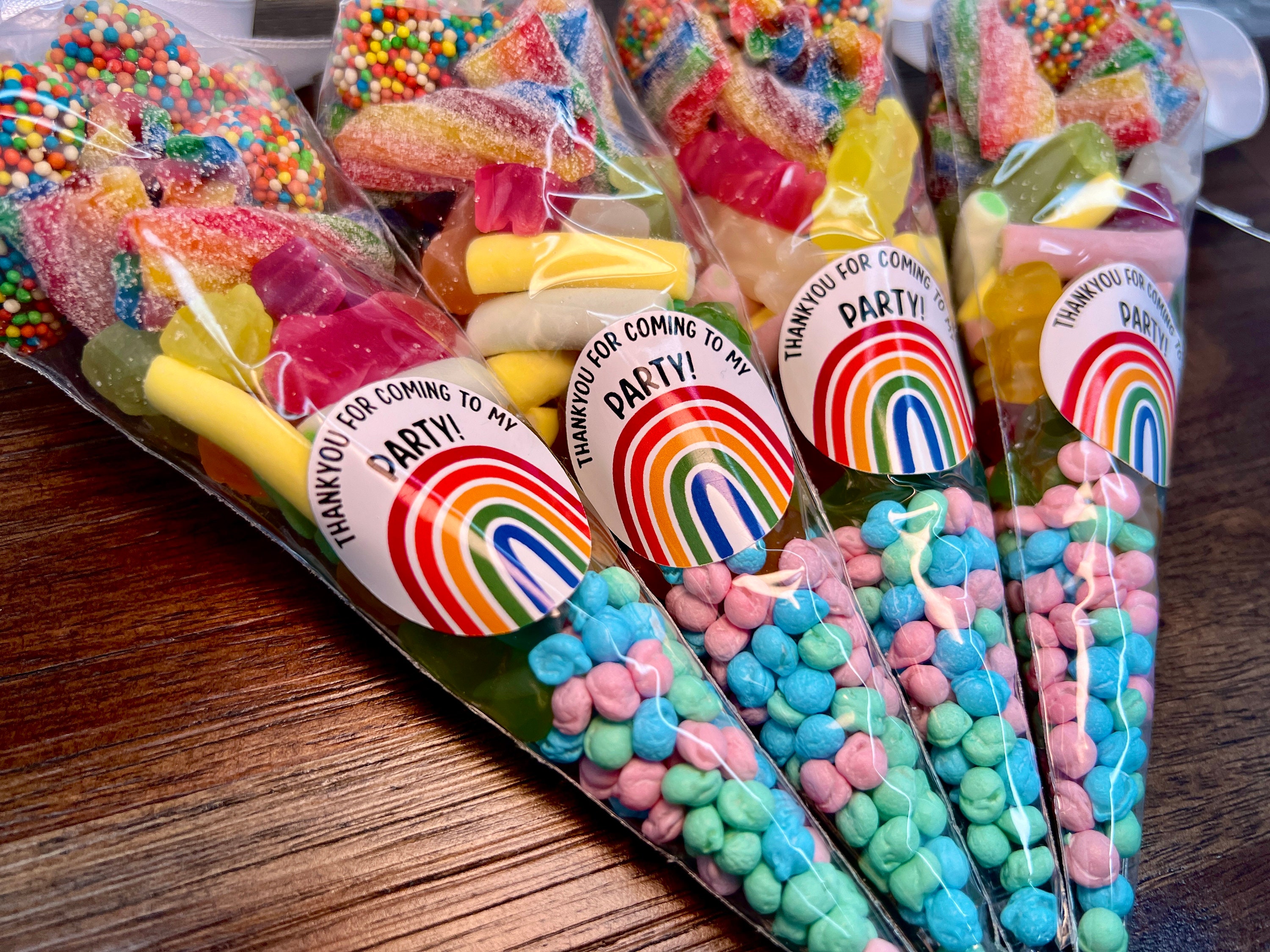 Rainbow Birthday Party Favours, Sweet Cone Treats, Party Bag Fillers ...