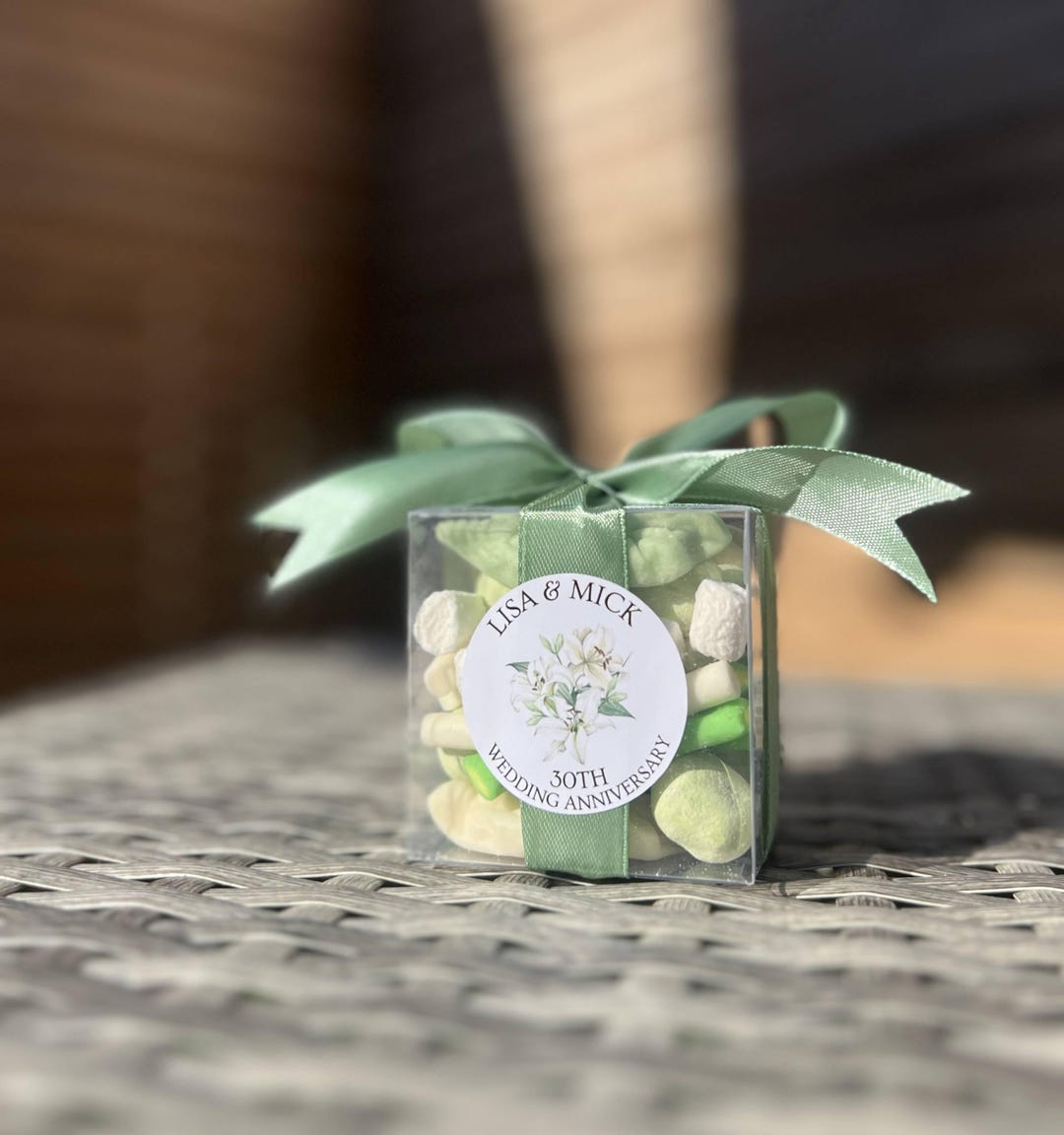 30th Anniversary Sweet Favors – Personalized Green & White Treats - Etsy