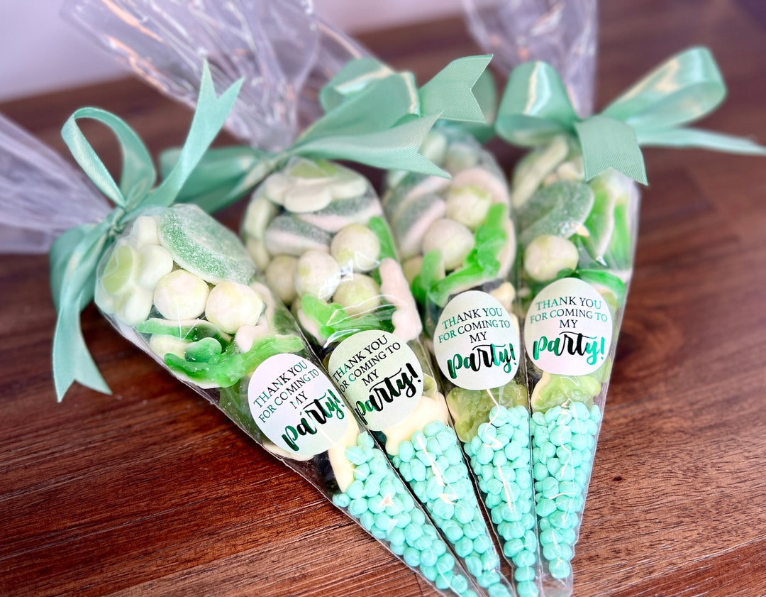 Green Birthday Party Favours, Sweet Cone Treats, Party Bag Fillers ...